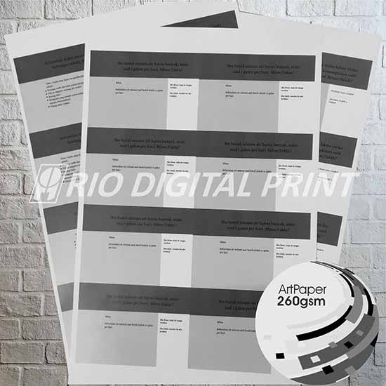 Art Paper 260 Gsm A3+ 32x48 cm Laser BW Hitam Putih | Rio Digital ...